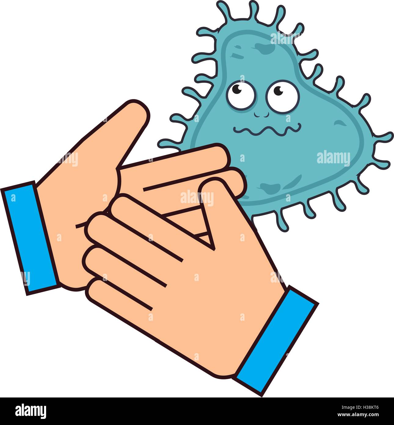hand with bacteria germs Stock Vector Image & Art - Alamy