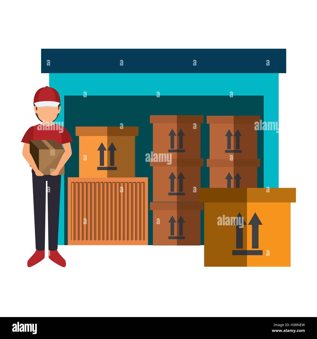 Mail delivery truck happy Stock Vector Images - Alamy