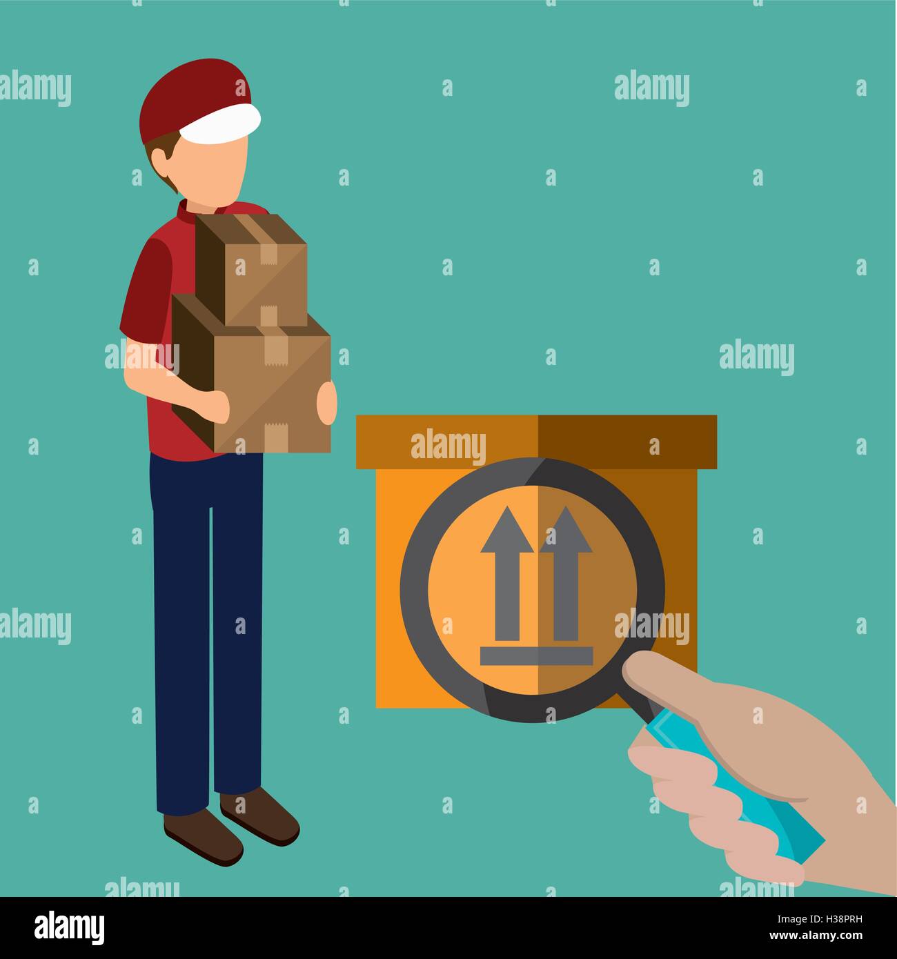 Delivery man avatar cap box hi-res stock photography and images - Alamy