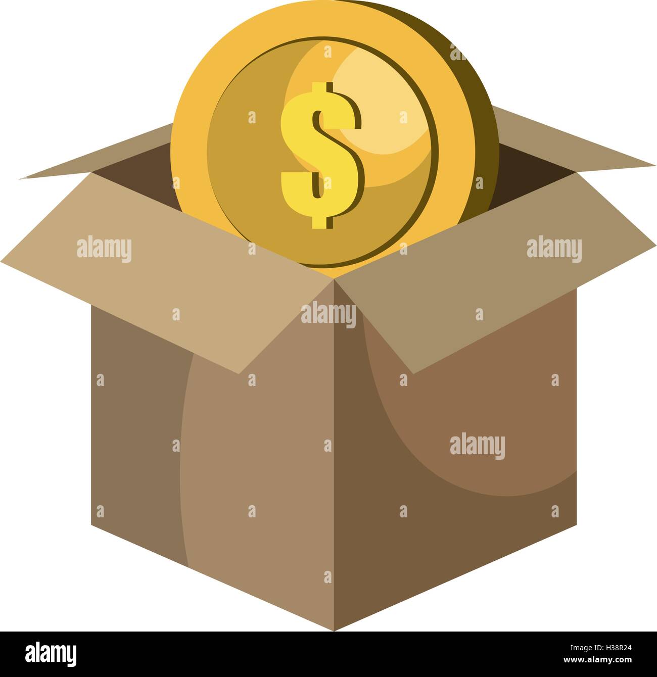 opened carton box with money Stock Vector Image & Art - Alamy