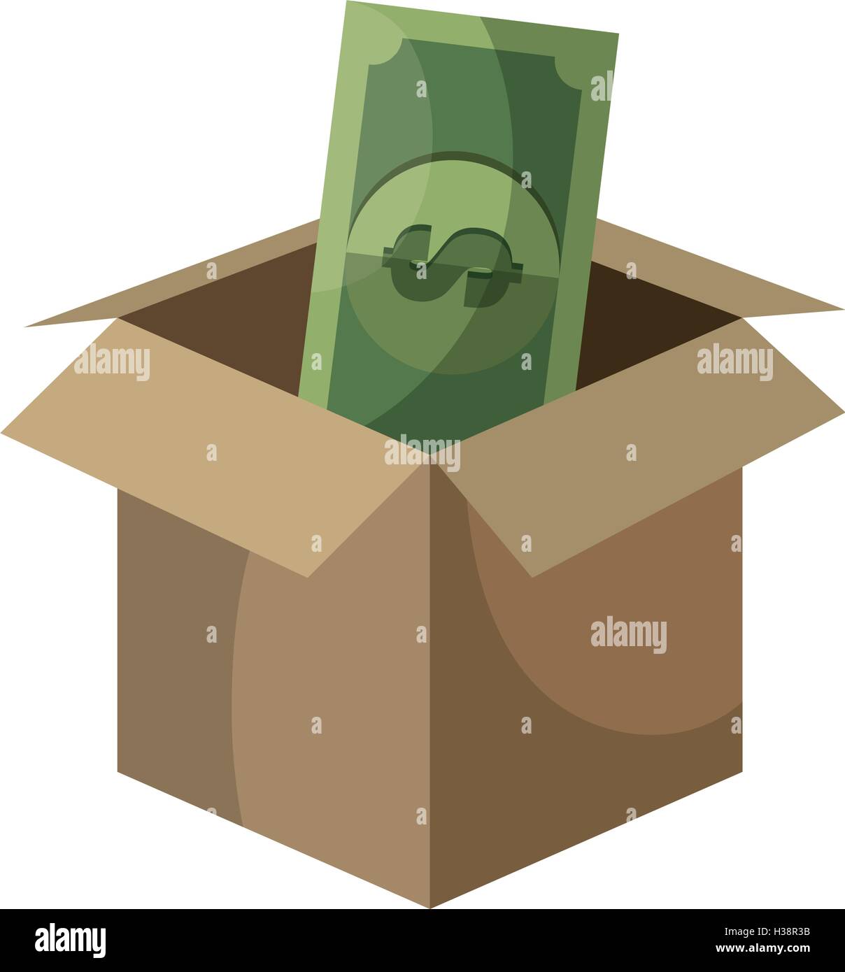 opened carton box with money Stock Vector Image & Art - Alamy