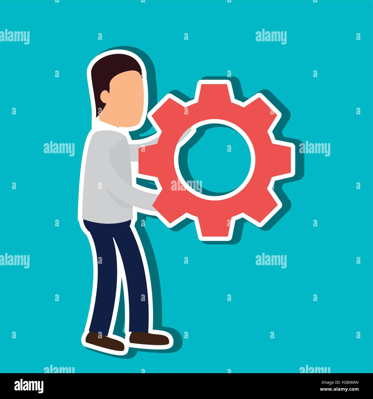 avatar man and gear wheel Stock Vector Image & Art - Alamy