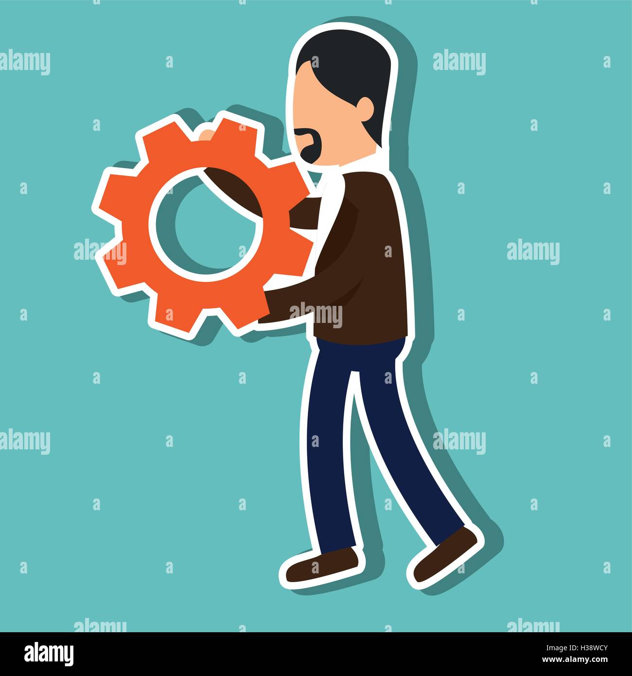 avatar man and gear wheel Stock Vector Image & Art - Alamy