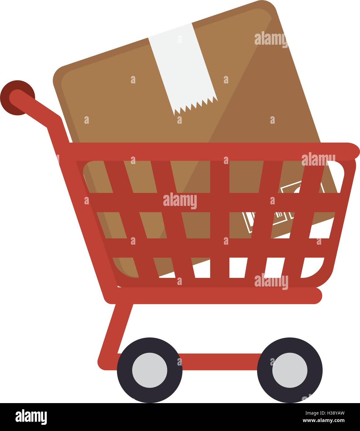 carton box and shopping cart Stock Vector Image & Art - Alamy