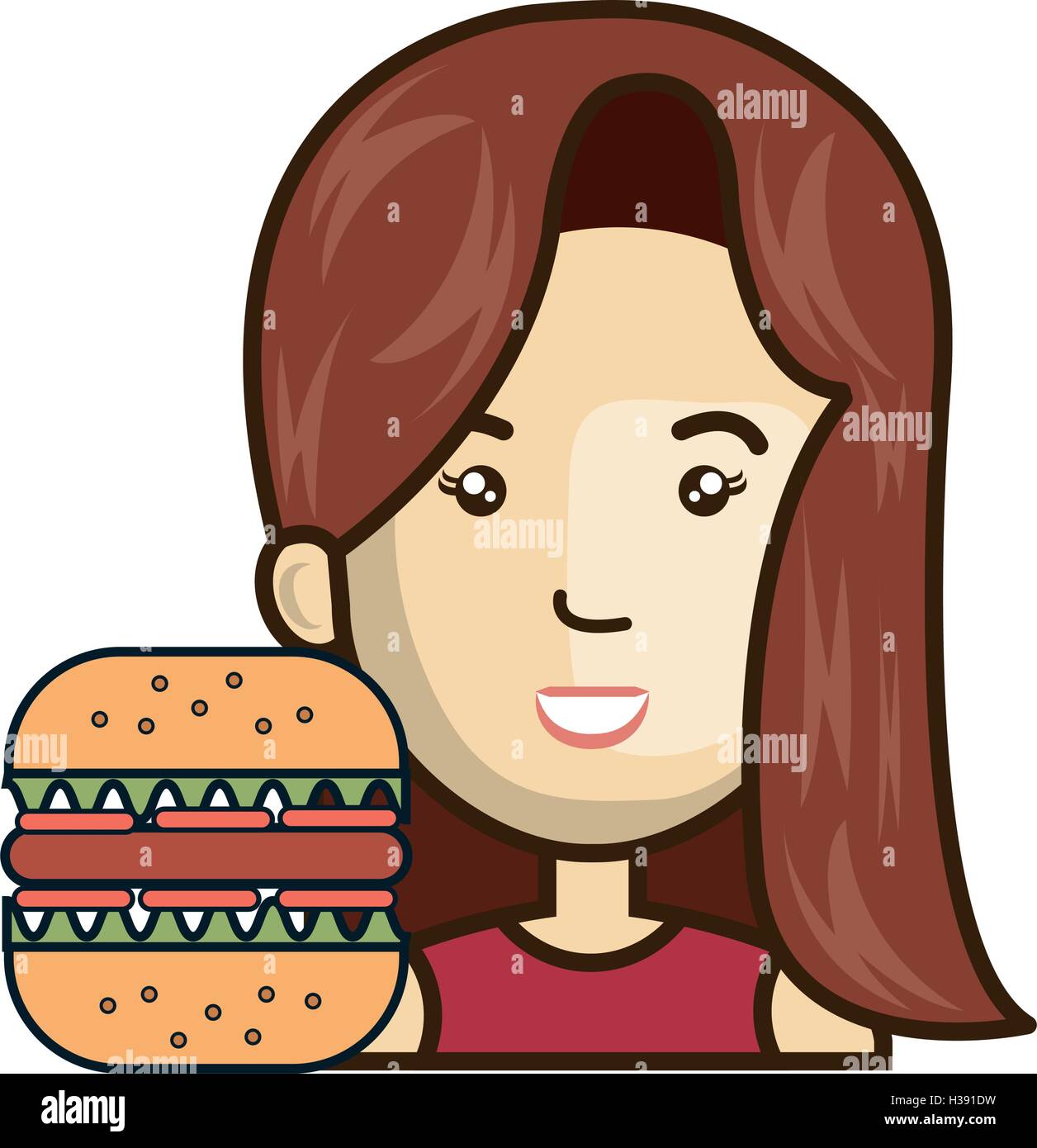 avatar woman with fast food Stock Vector Image & Art - Alamy