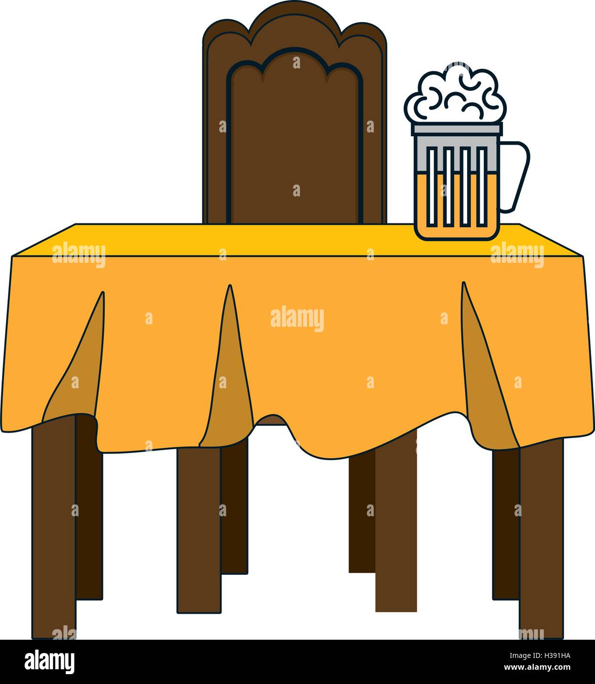 dinner table with yellow tablecloth Stock Vector Image & Art - Alamy