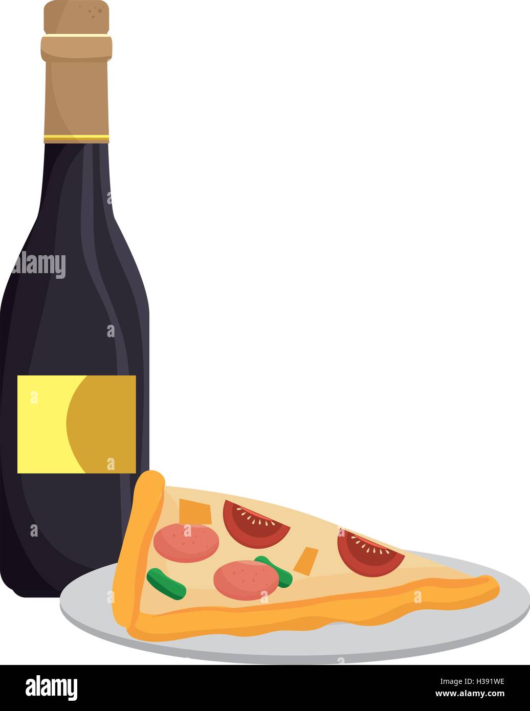 Pizza and pasta on table Stock Vector Images - Alamy