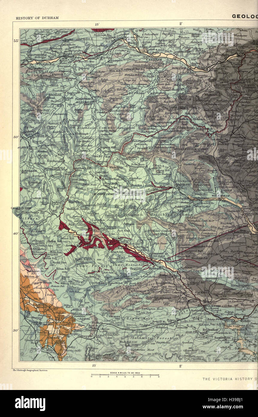 County durham antique county map hi-res stock photography and images ...