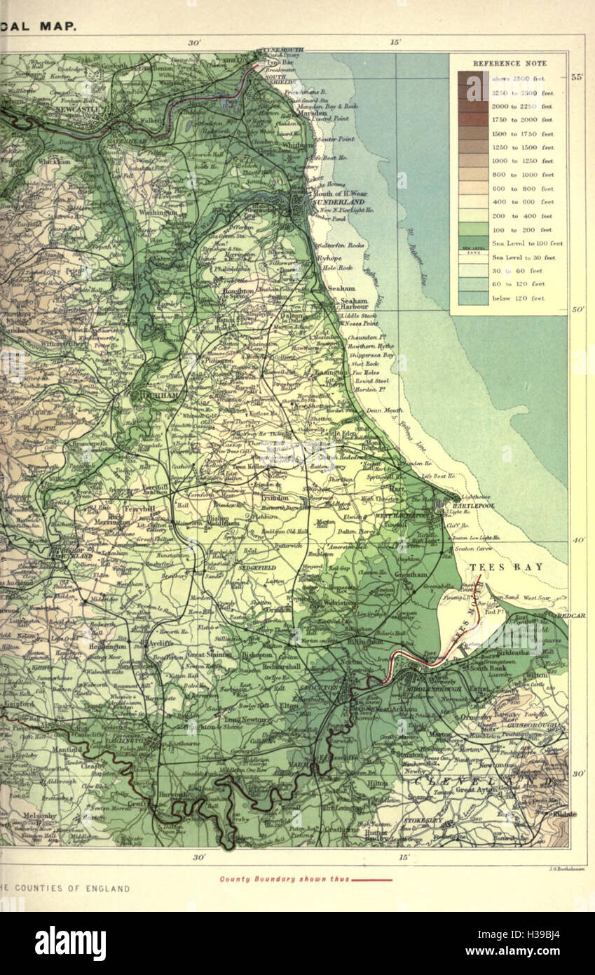 County durham antique county map hi-res stock photography and images ...