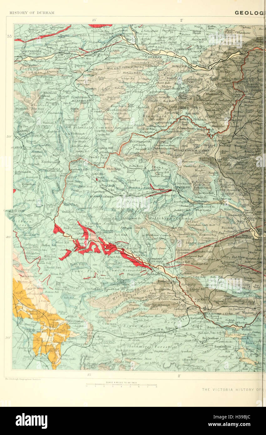County durham antique county map hi-res stock photography and images ...