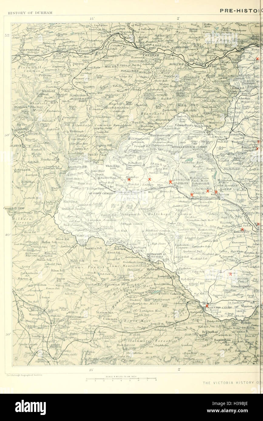 County durham antique county map hi-res stock photography and images ...