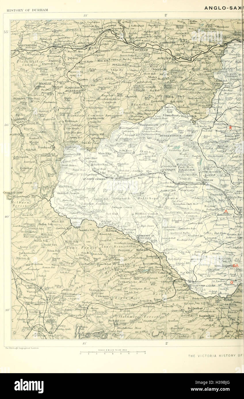 County durham antique county map hi-res stock photography and images ...