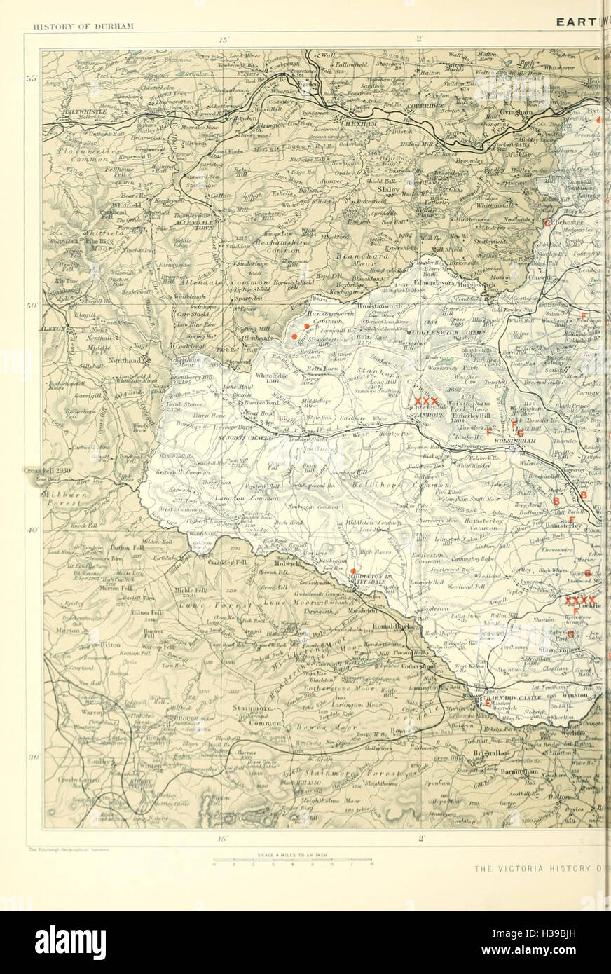 County durham antique county map hi-res stock photography and images ...