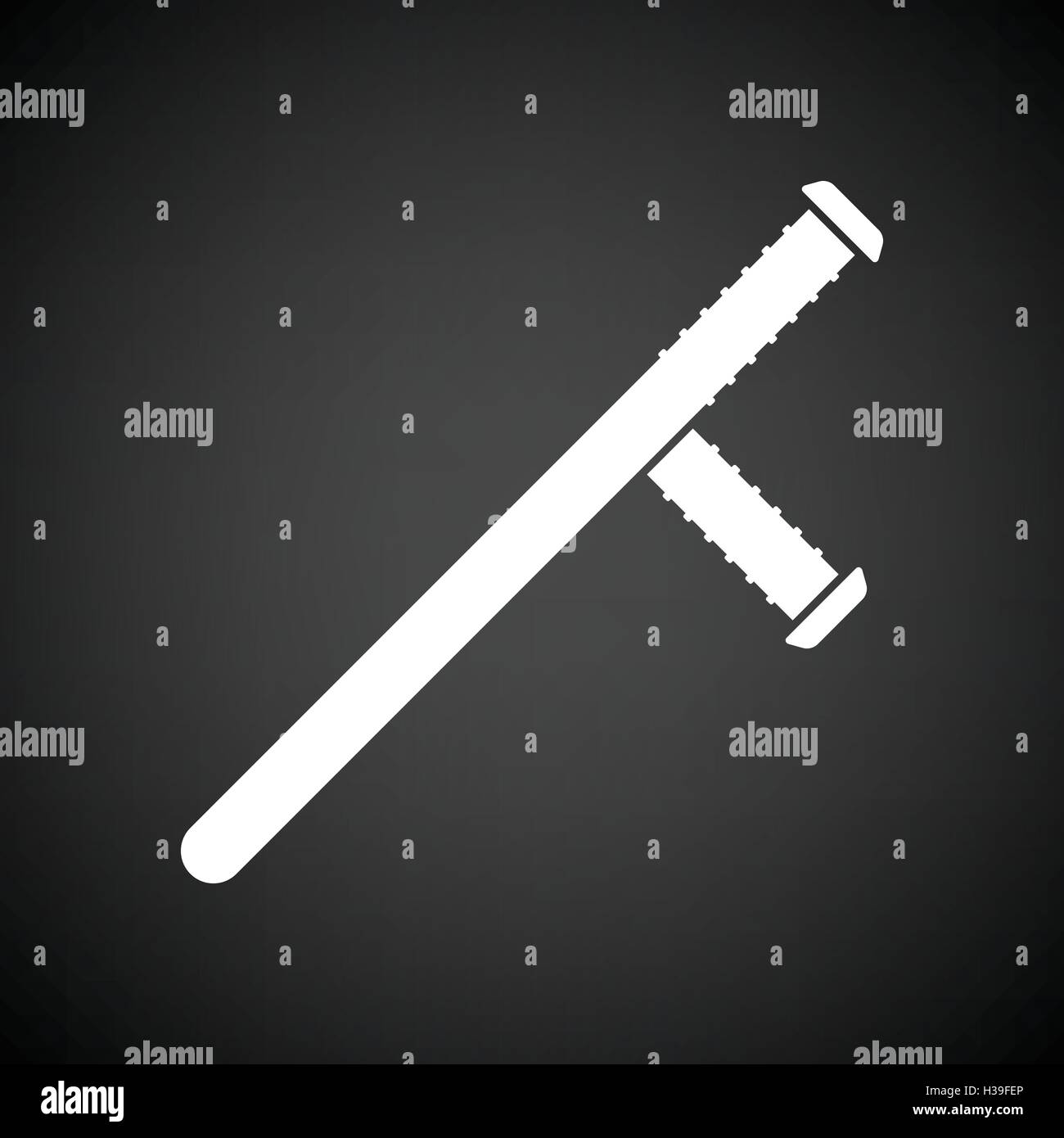 Police baton icon. Black background with white. Vector illustration ...