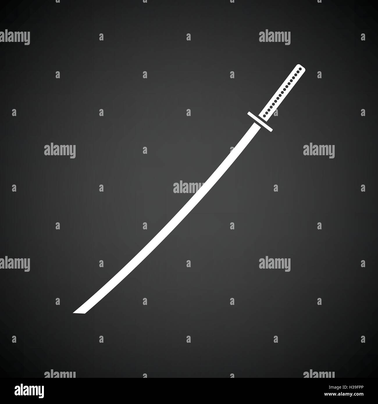 Japanese sword icon. Black background with white. Vector illustration ...