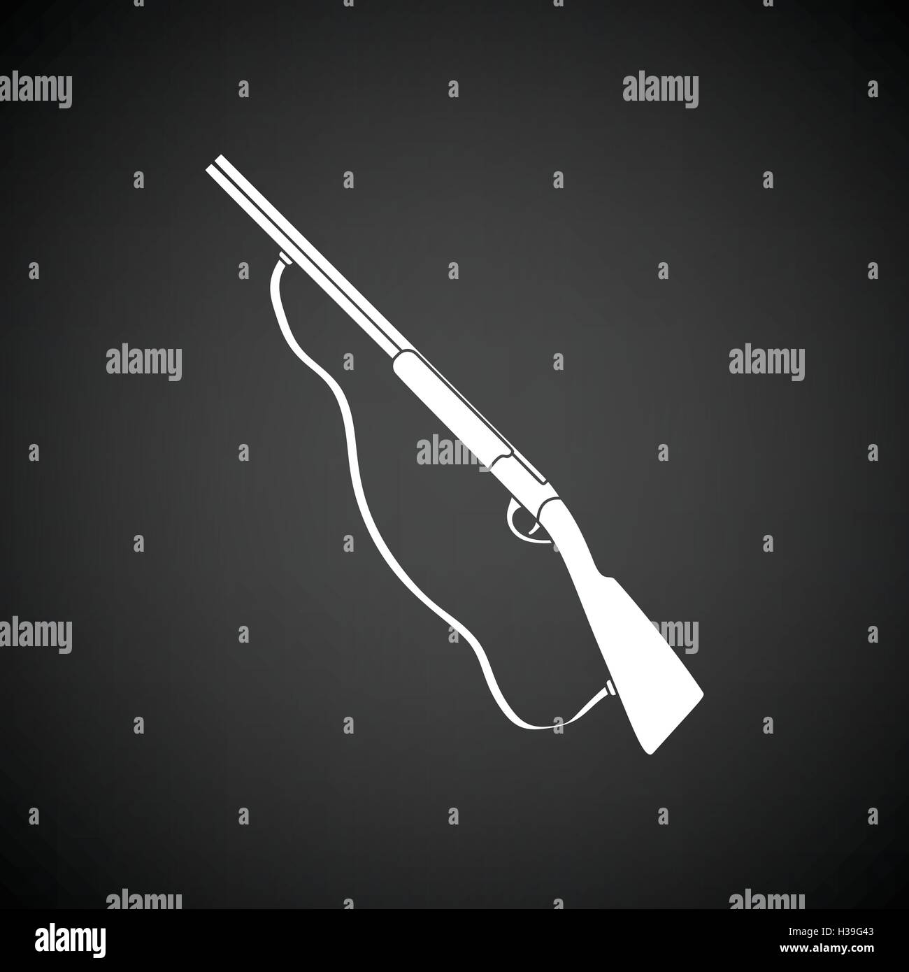 Hunt gun icon. Black background with white. Vector illustration Stock ...