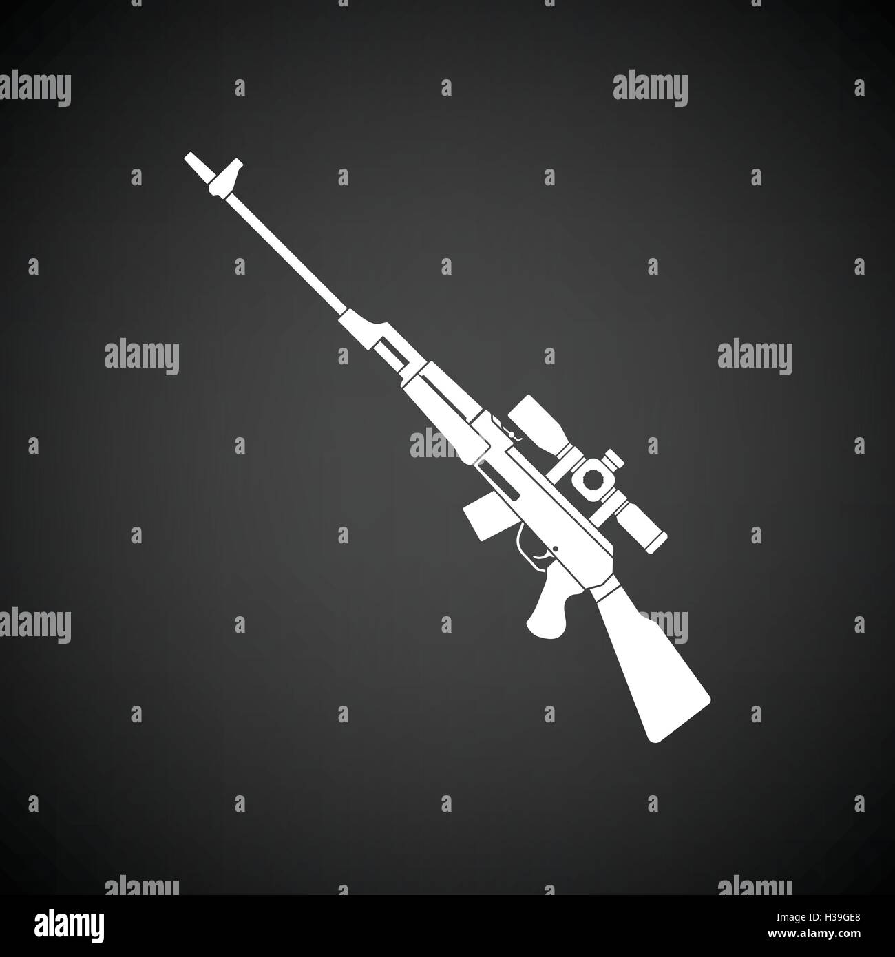 Sniper rifle icon. Black background with white. Vector illustration ...