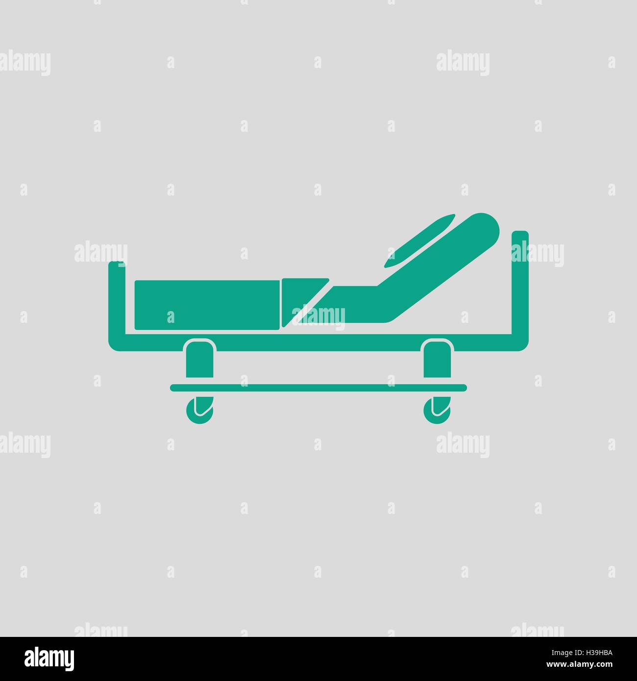 Hospital bed icon. Gray background with green. Vector illustration ...