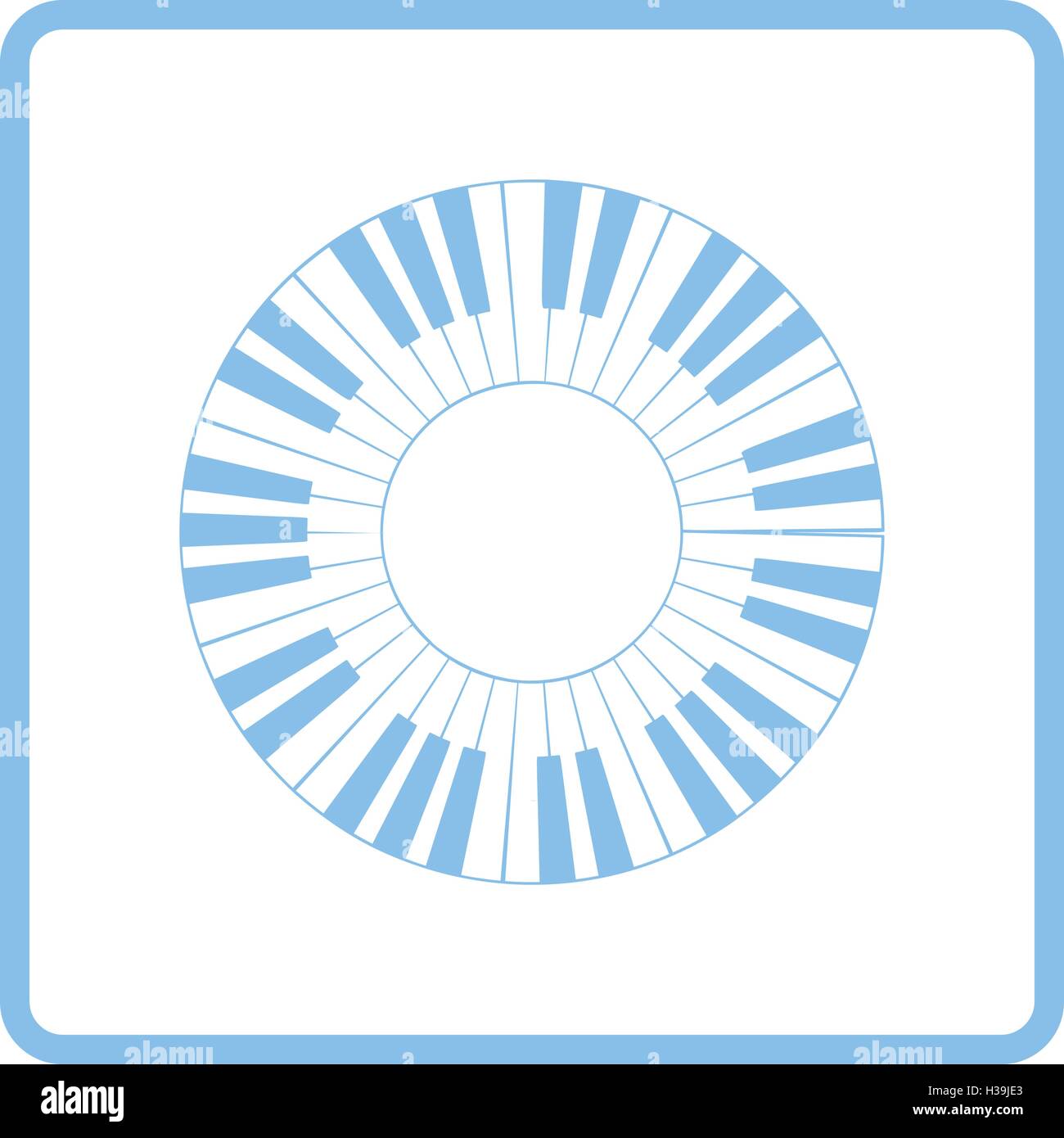 Piano circle keyboard icon. Blue frame design. Vector illustration ...