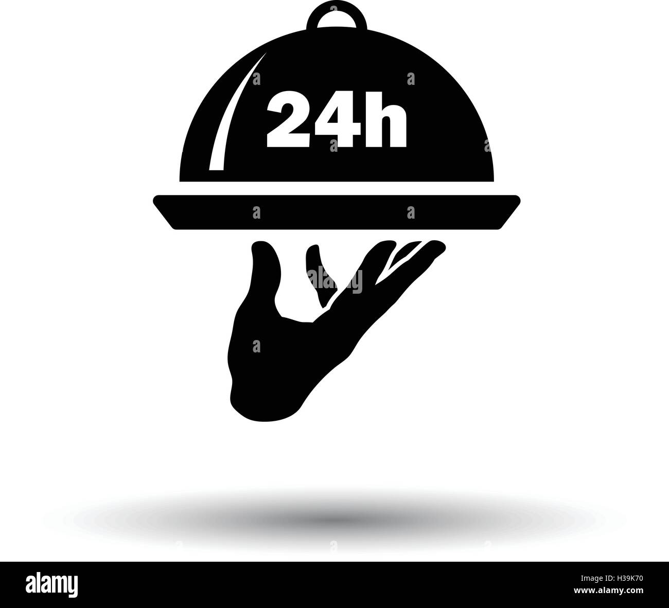 24 hour room service icon. White background with shadow design. Vector ...