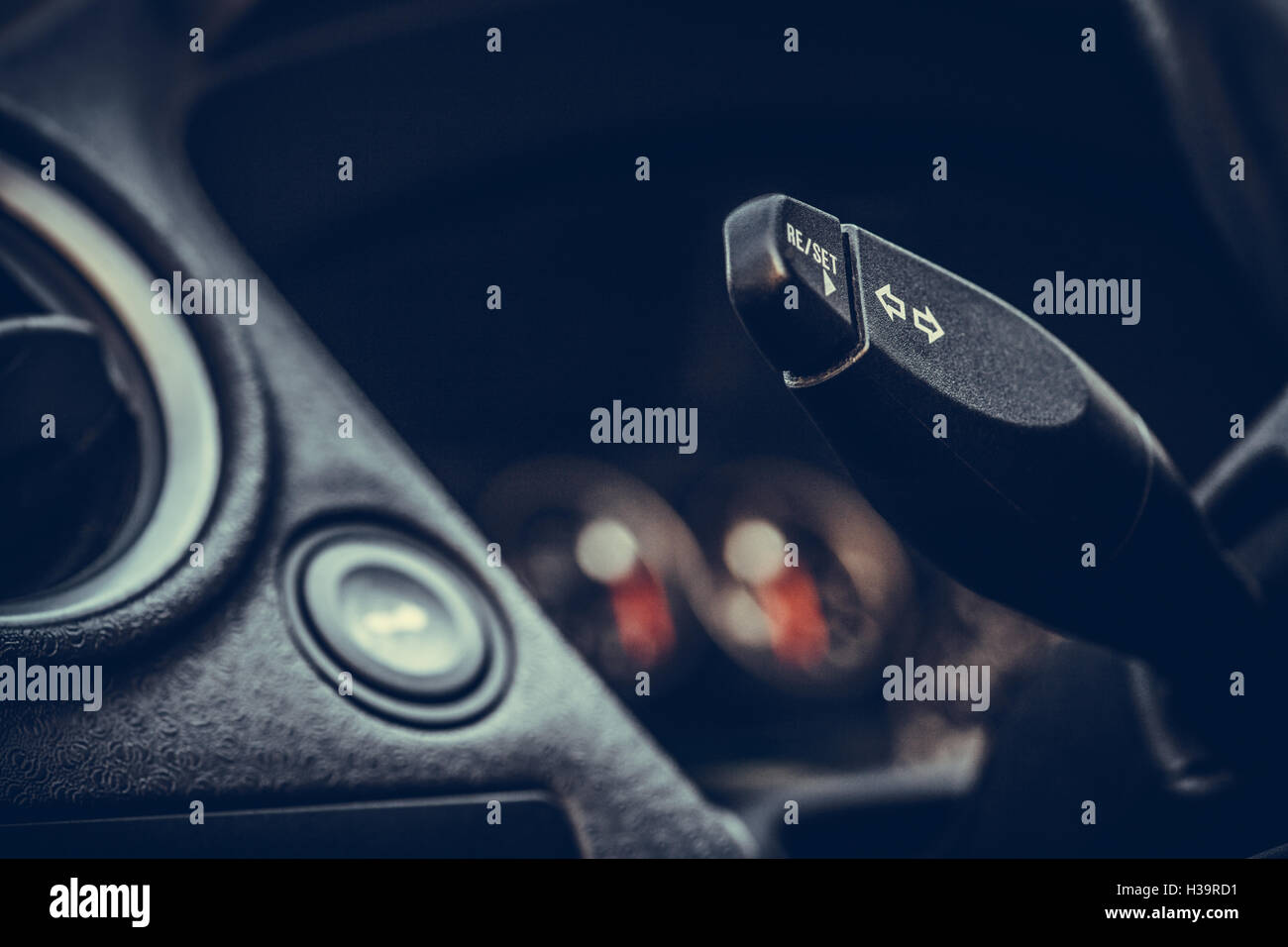 Color close up footage of a car's turn signal lever Stock Photo - Alamy