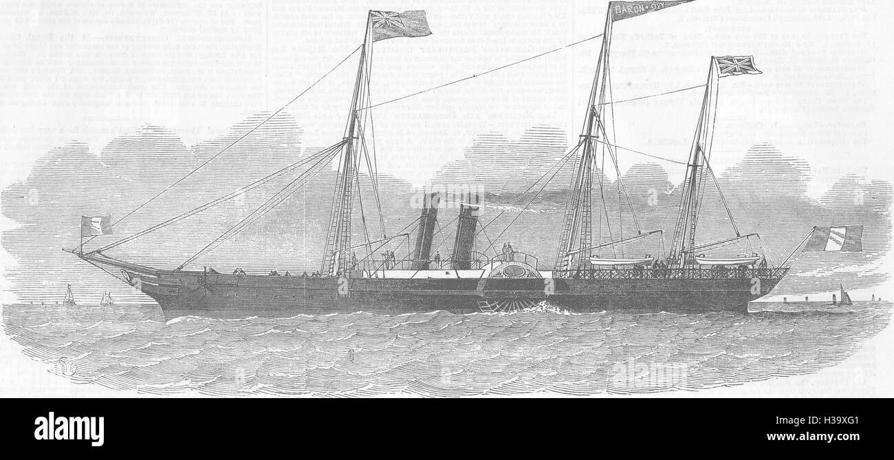LAW Trial trip of Baron Dosy, iron Ship 1851. Illustrated London News ...