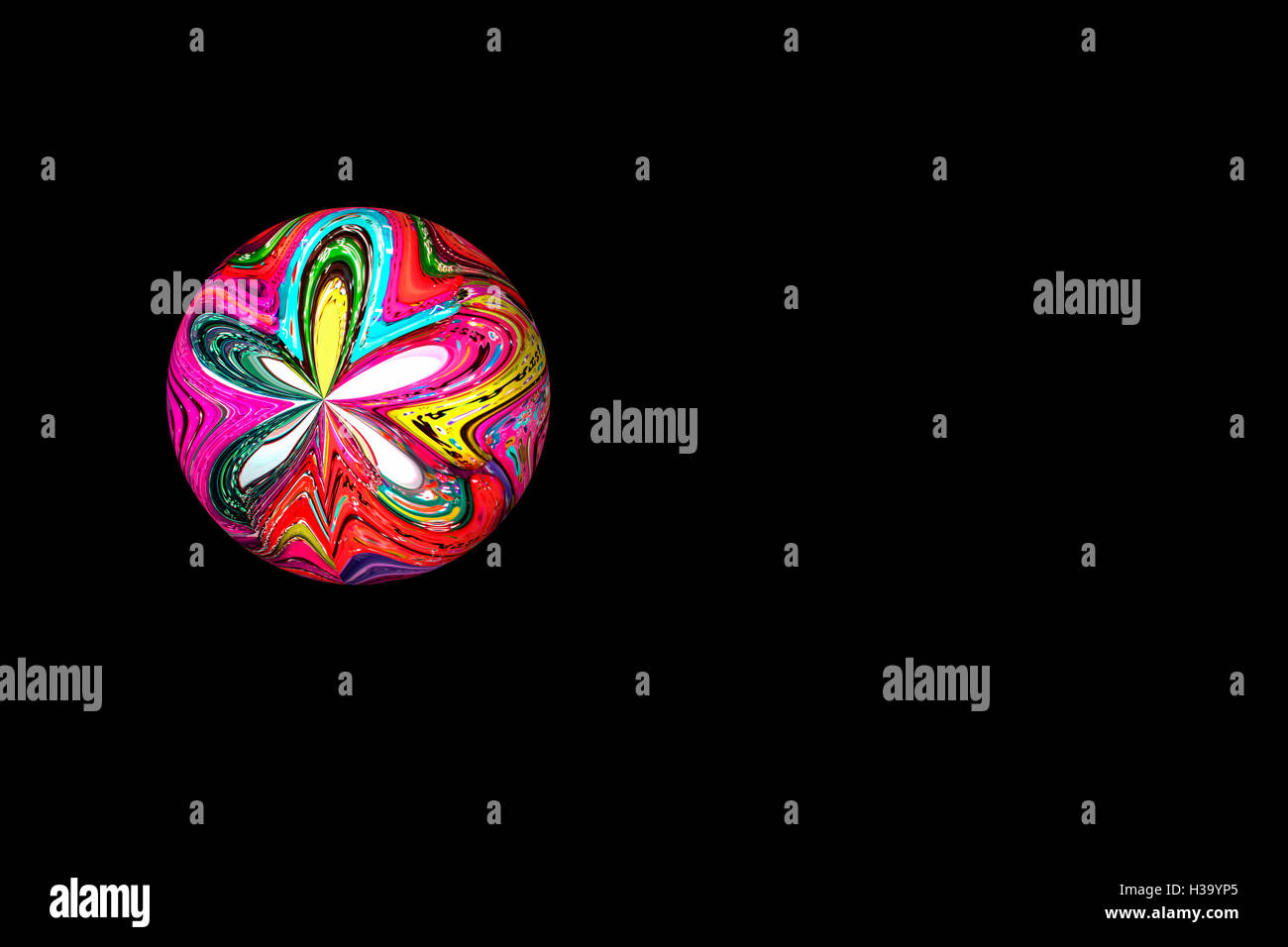 3d sphere illustration with multi-colored abstract flower Stock Photo ...