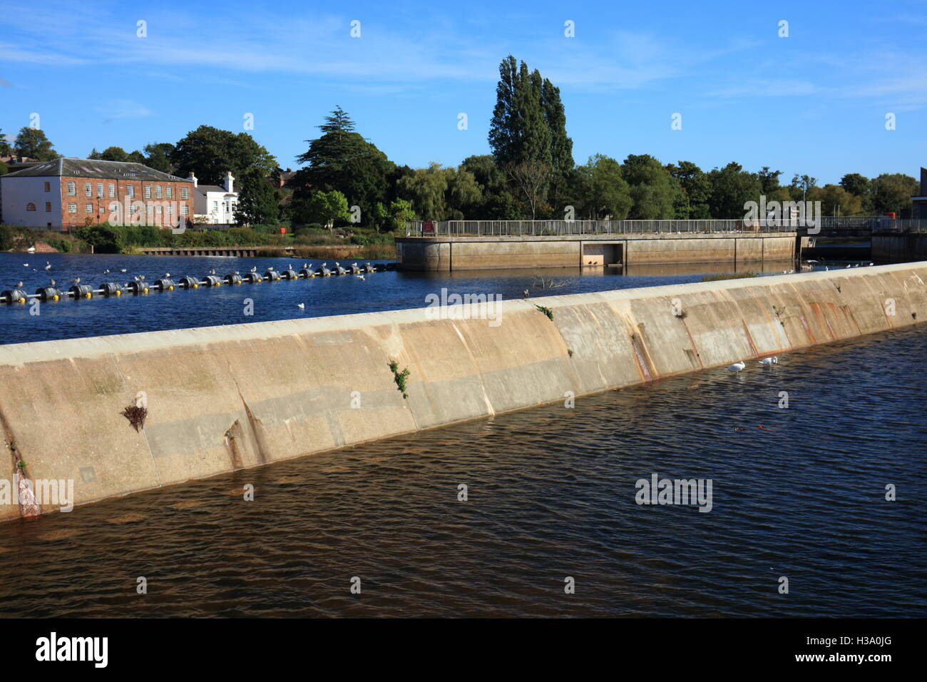 Exeter quay, flood prevention channel, Devon, England,UK Stock Photo ...