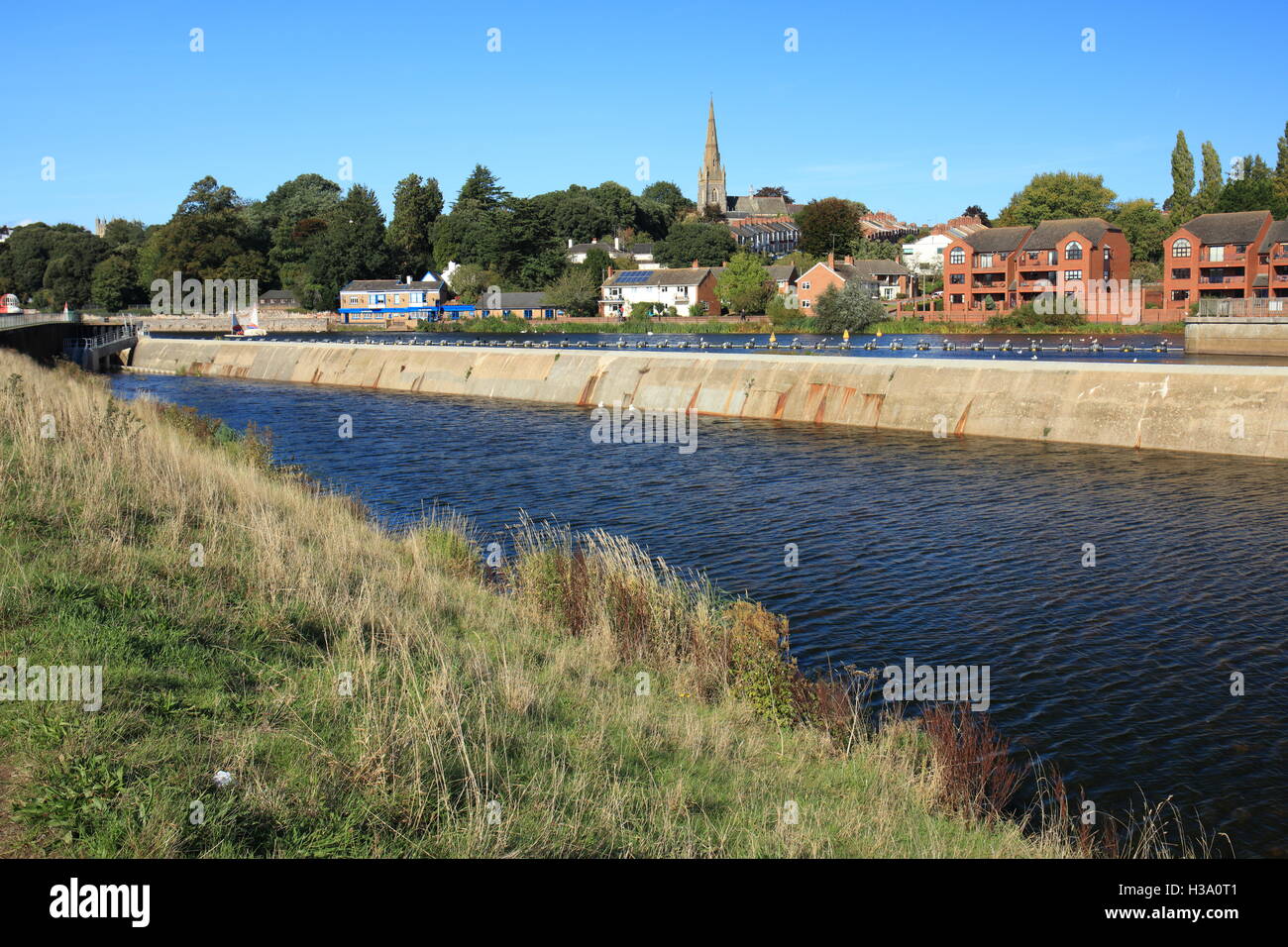 Exeter quay, flood prevention channel, Devon, England,UK Stock Photo ...