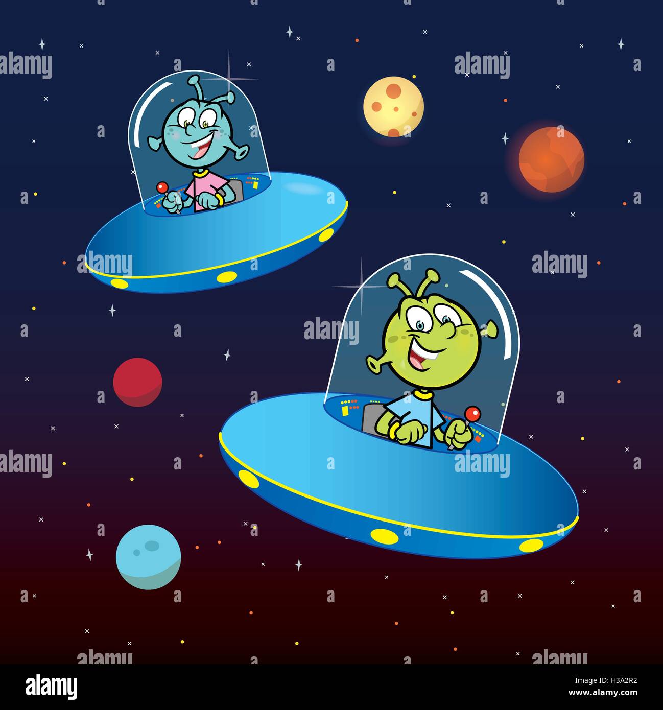 Vector background alien spaceship Stock Vector Images - Alamy