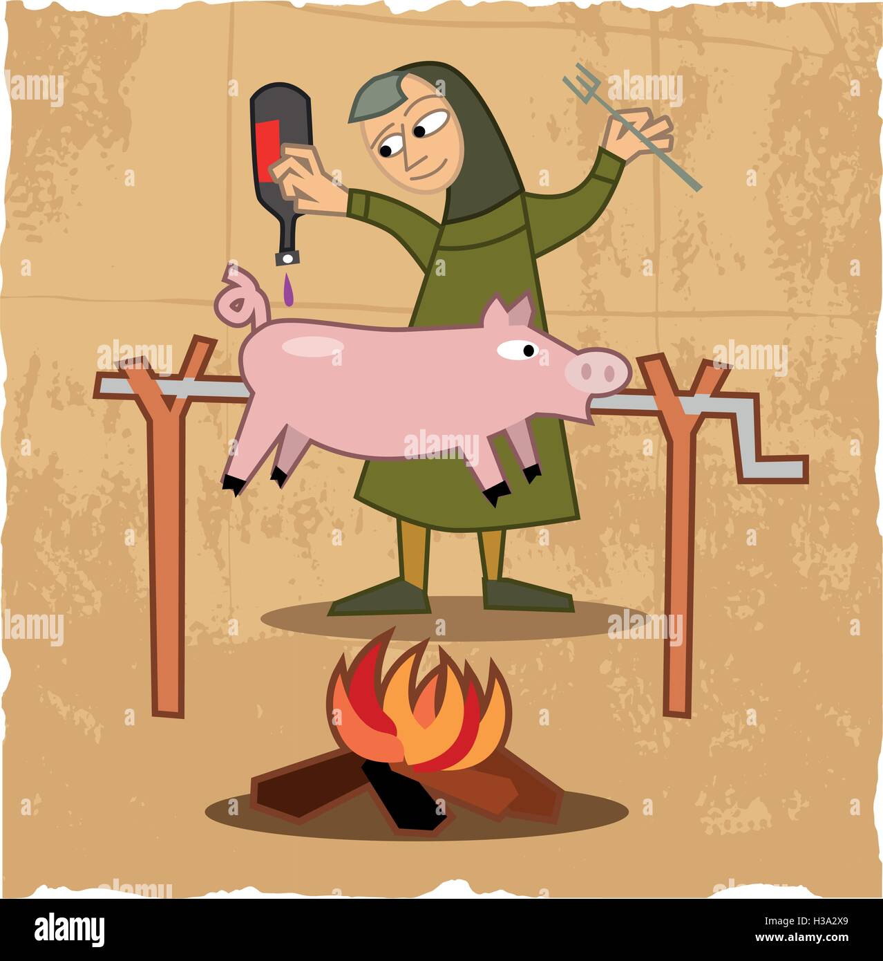 Pig roasting Stock Vector Images - Alamy