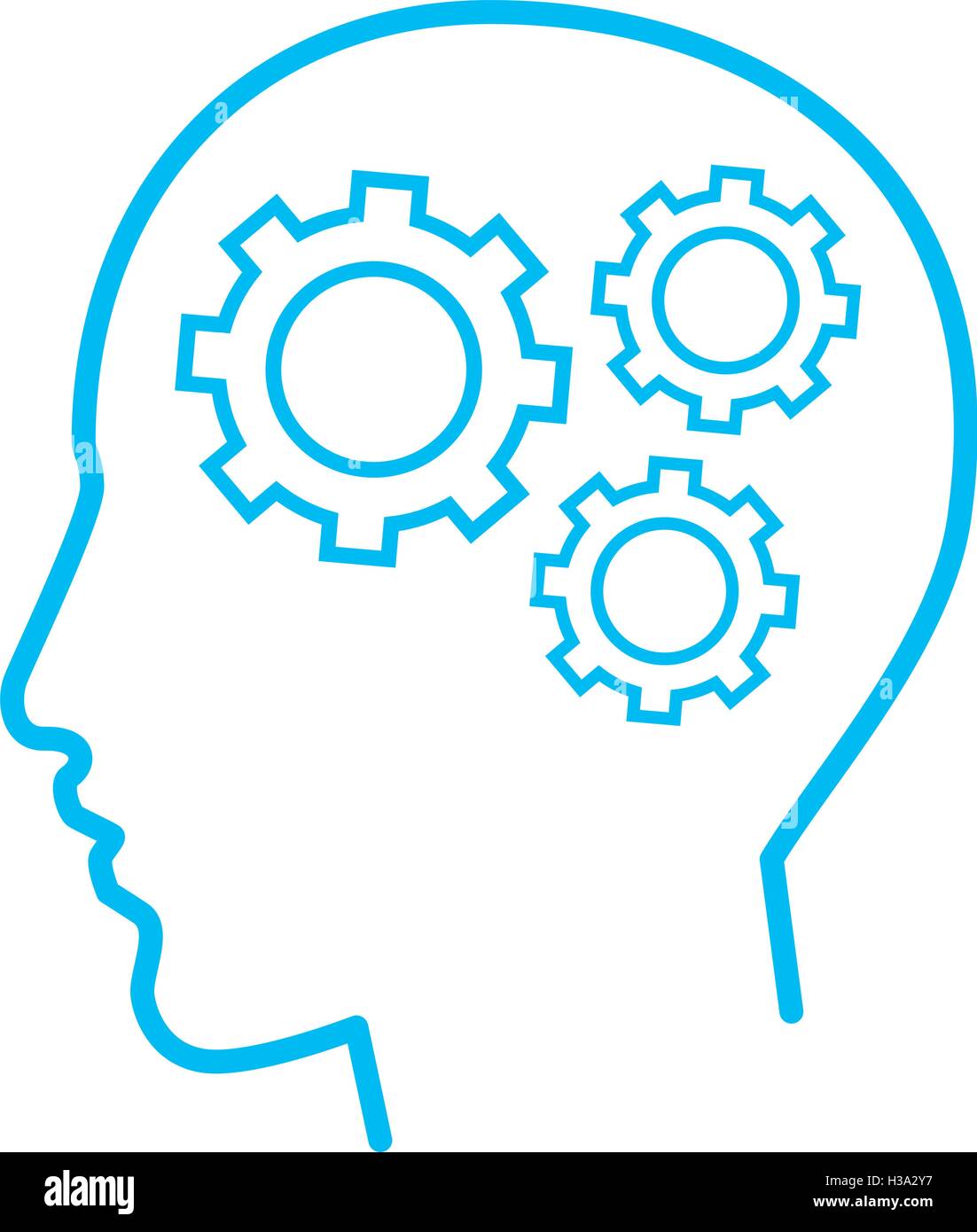 Thinking Head with Cog Wheels Stock Vector Image & Art - Alamy