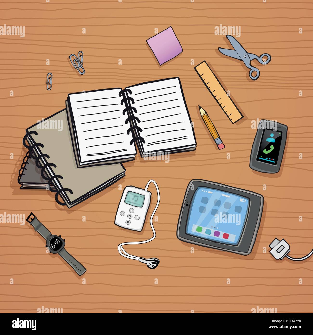 Top View of Desk Stock Vector Image & Art - Alamy