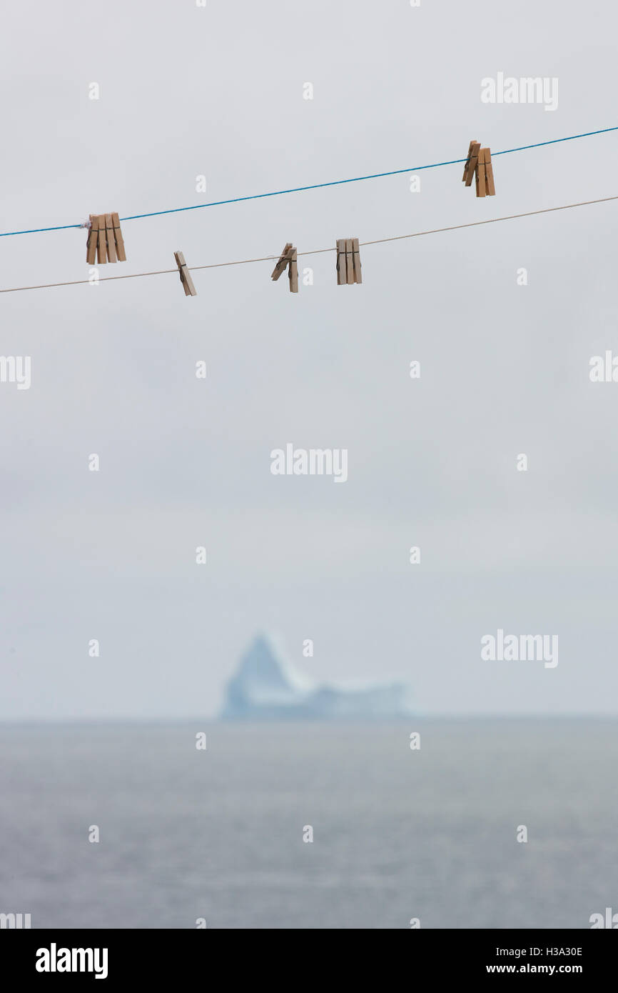 clothes-peg on clothesline with iceberg in the distance Stock Photo - Alamy
