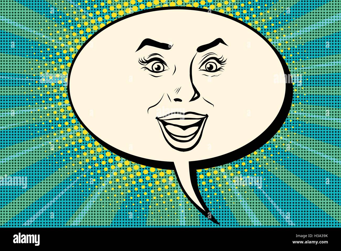 Comic bubble smiley joyful female face Stock Vector Image & Art - Alamy