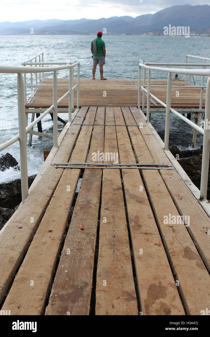Jetty off the coast of Stalida Stalis Crete Greece Stock Photo - Alamy