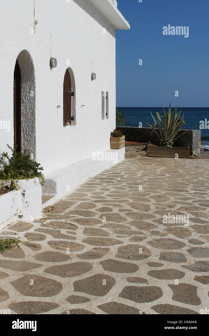 Greek White house on the Island of Crete Greece Stalis Stalida Stock ...