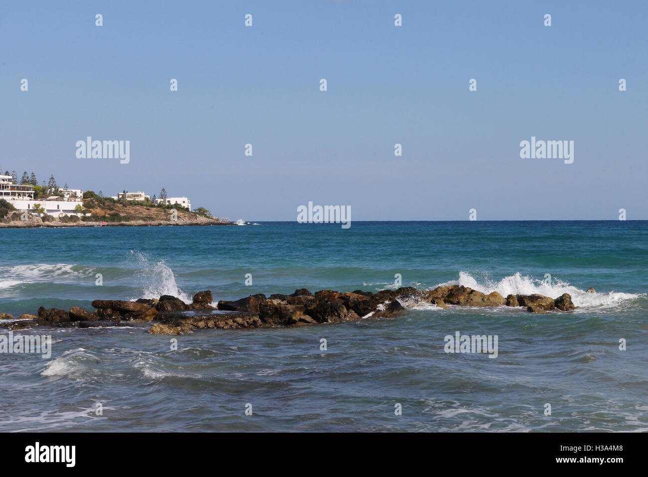 Views of Stalis Stalida Crete Greece looking towards the Horizon Beach ...
