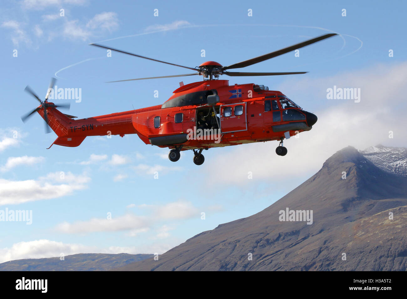 Iceland, Icelandic Coast Guard, Search and Rescue, SAR, helicopter Aerospatiale AS332 Super Puma ...