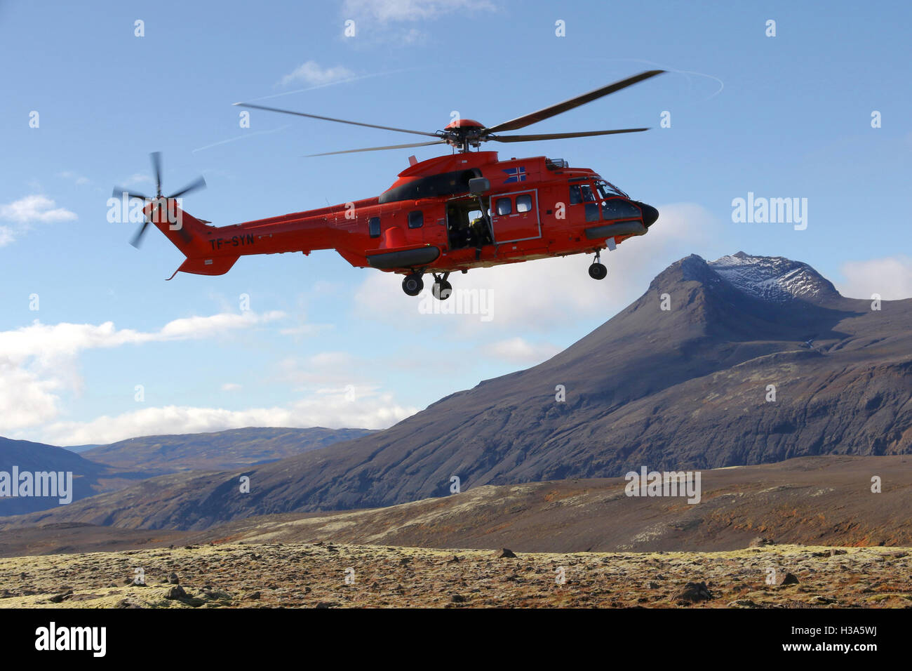 Iceland, Icelandic Coast Guard, Search and Rescue, SAR, helicopter Aerospatiale AS332 Super Puma ...