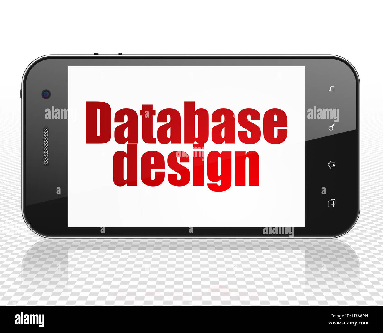Programming concept: Smartphone with Database Design on display Stock ...