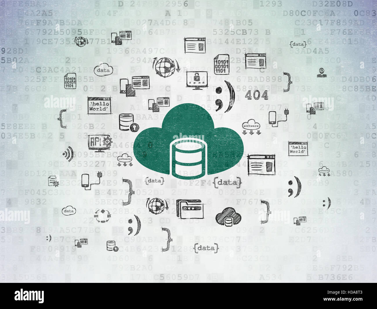 Software concept: Database With Cloud on Digital Data Paper background ...
