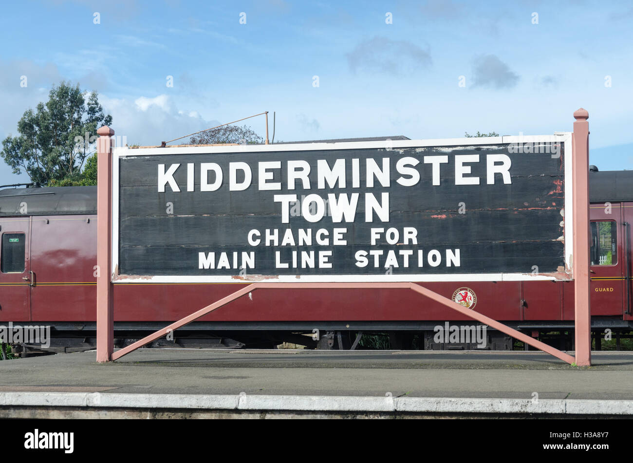 Large sign for Kidderminster Town on the outdoor platforms at ...