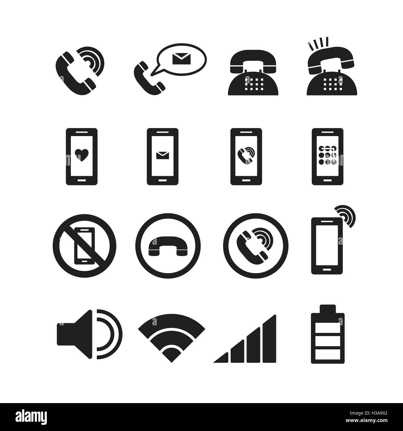 telephone icons, mobile phone vector set Stock Vector Image & Art - Alamy