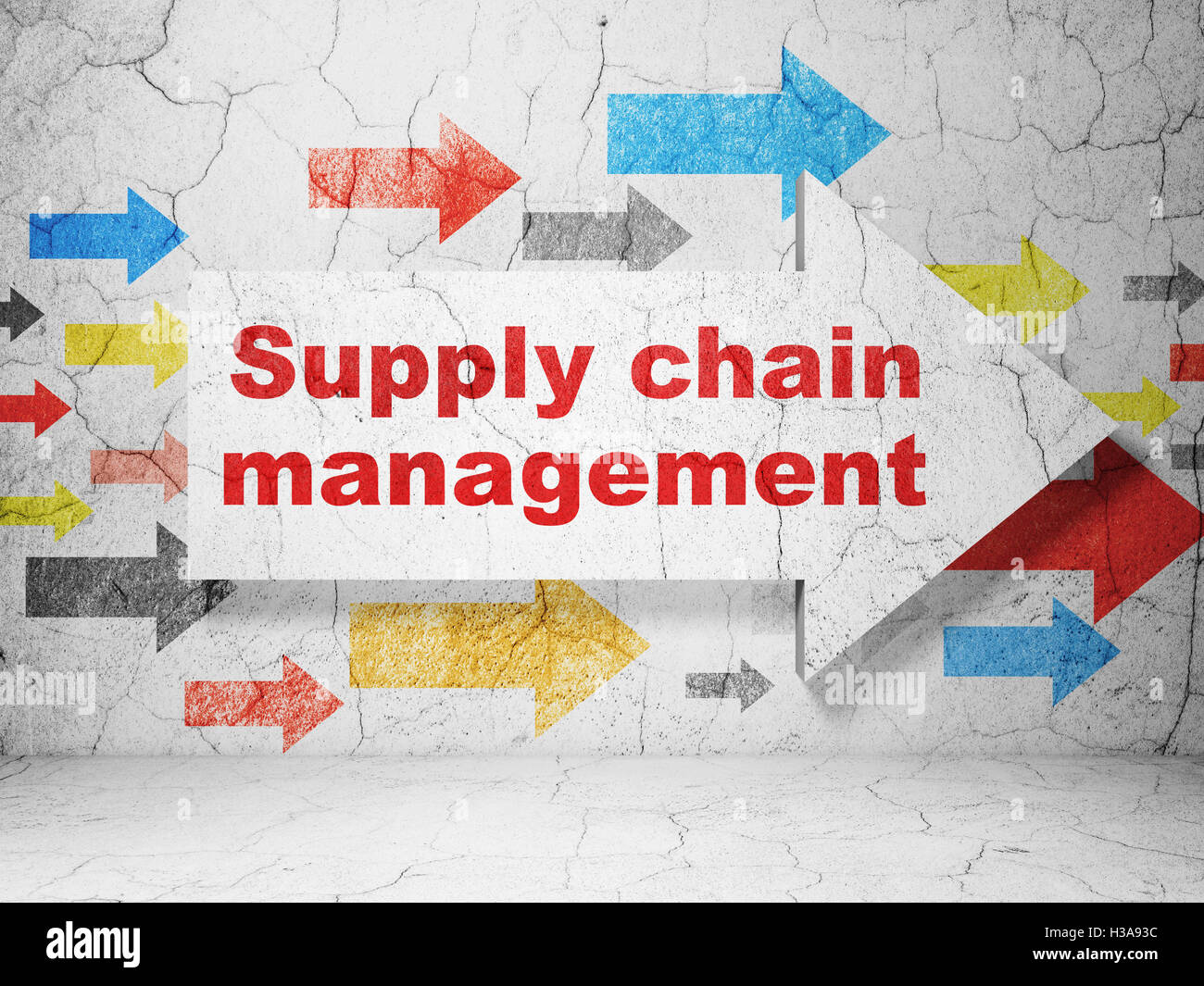 Advertising concept: arrow with Supply Chain Management on grunge wall ...