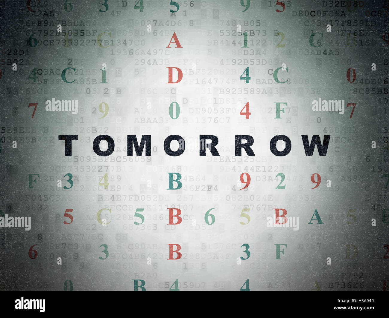 Time concept: Tomorrow on Digital Data Paper background Stock Photo - Alamy