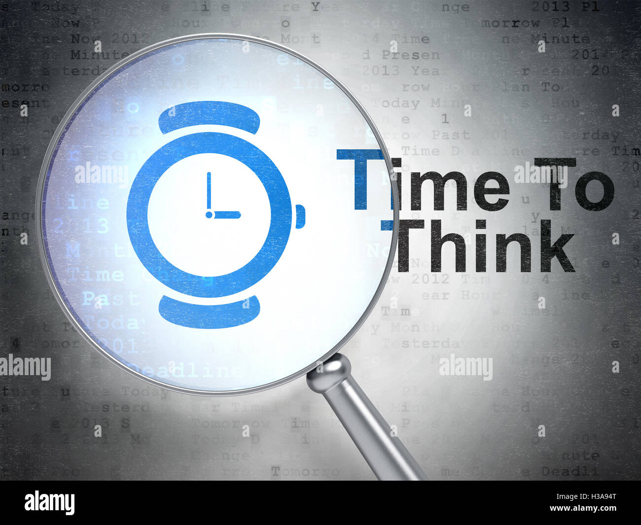 Timeline concept: Watch and Time To Think with optical glass Stock ...