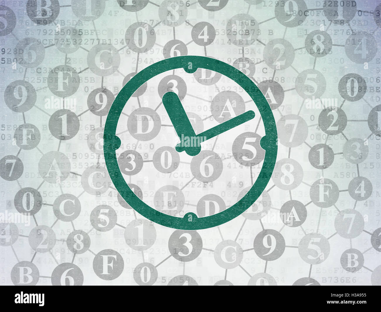 Time concept: Clock on Digital Data Paper background Stock Photo - Alamy