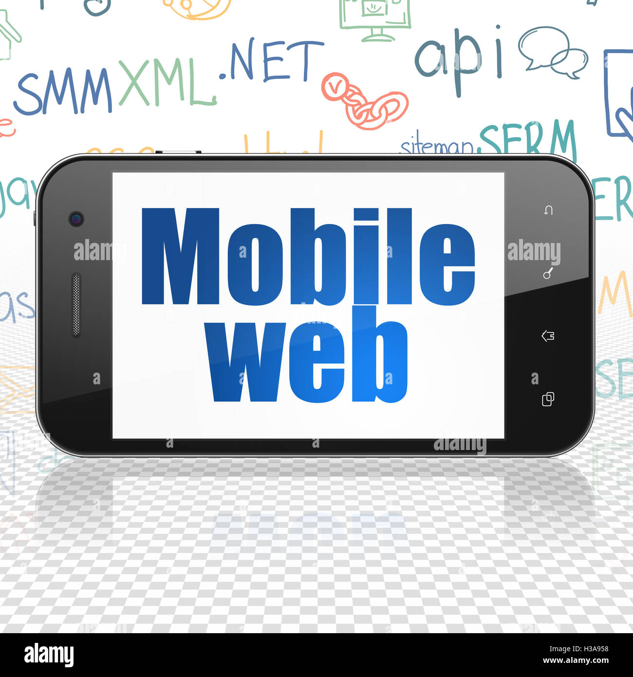 Web development concept: Smartphone with Mobile Web on display Stock ...