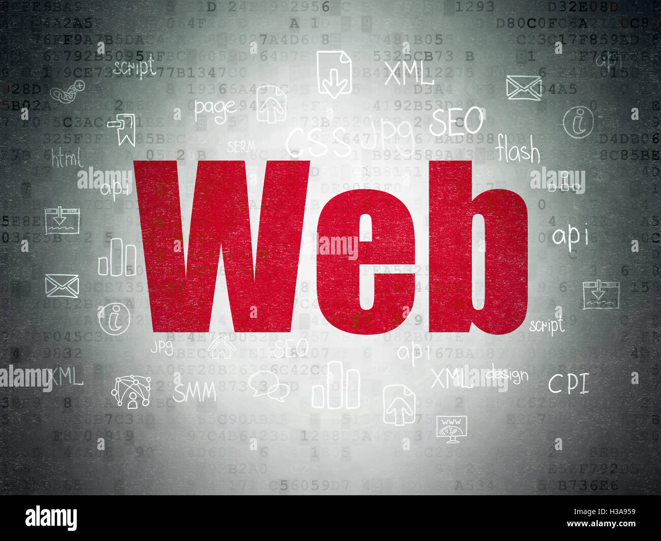 Web development concept: Web on Digital Data Paper background Stock ...